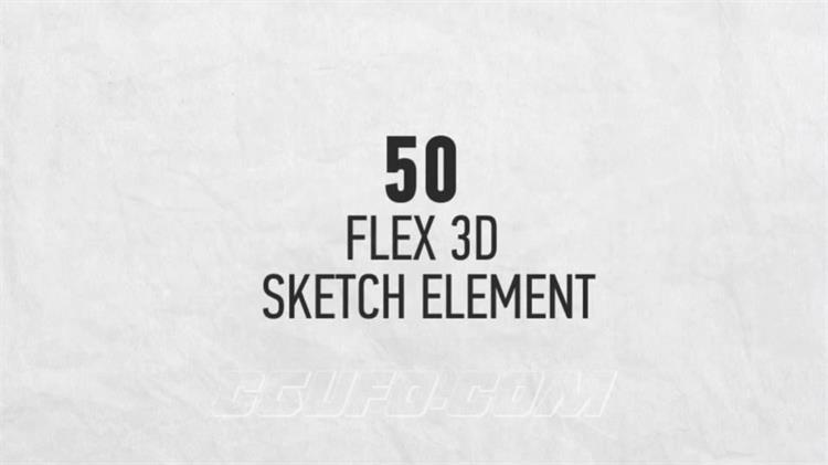 6063-50组3D素描效果常用标识元素动画AE模版，3d Flex Sketch Elements - CGUFO