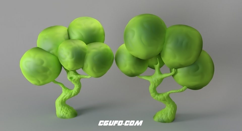 C4D雕刻卡通小树模型 Model and Sculpt a Tree - CGUFO