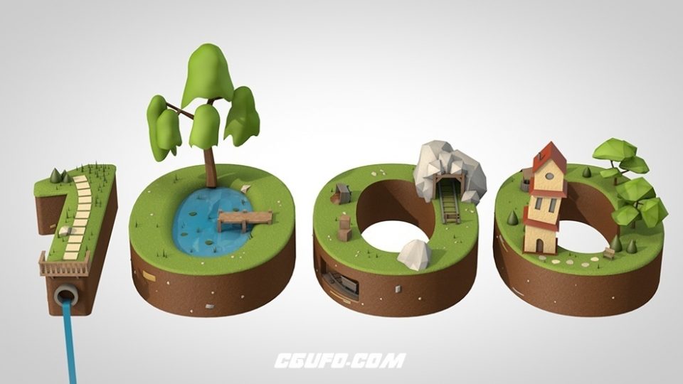 C4D卡通场景动画工程 Cartoon scene animation - CGUFO