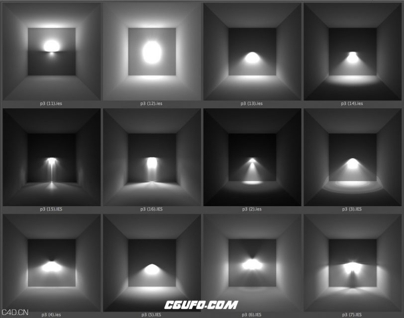 IES灯光预设（.lib4d,含有150个常用IES灯光）Free IES Library for Cinema 4D - CGUFO