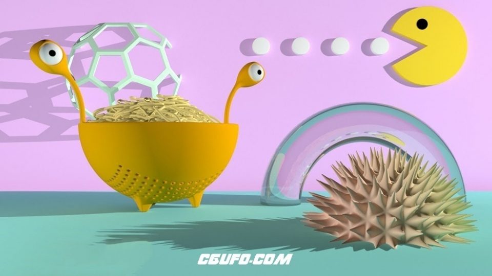 C4D制作卡通风格的场景 （包含工程文件）Pastell Style Cinema 4D Tutorial - CGUFO