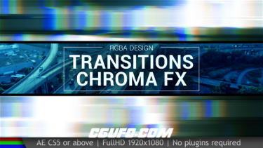 7517视频干扰特效转场过渡动画AE模版，Transitions - CGUFO