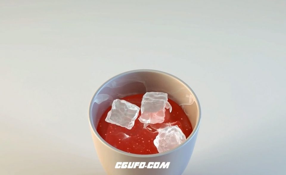 C4D结合Realflow制作水杯里漂浮的冰块教程 Realflow and C4D Ice Cubes Float Preview - CGUFO