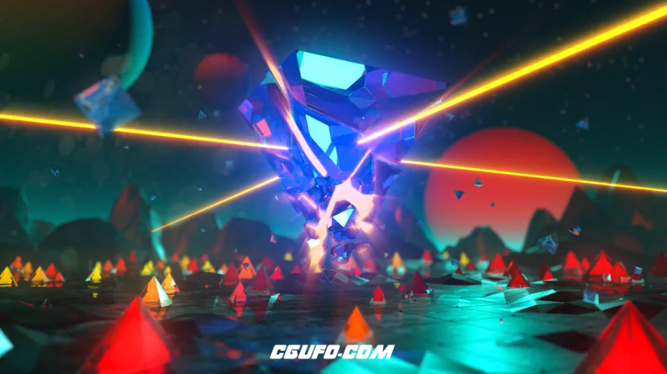 C4D+AE光束结晶VJ循环动画教程 Cinema 4D and After Effects Crystallized Tutorial - CGUFO