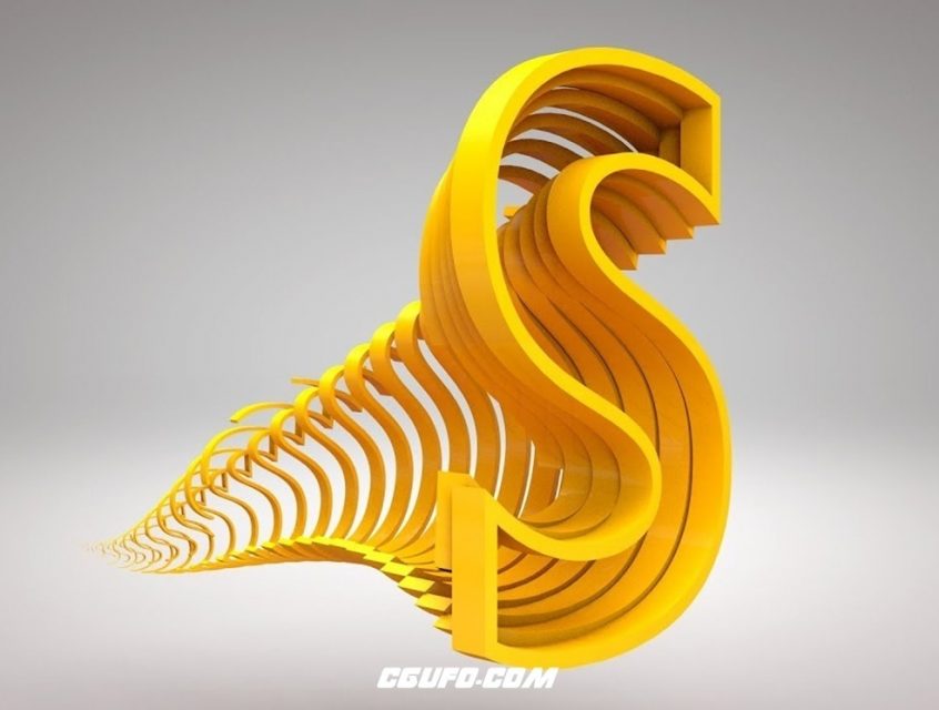 C4D拖尾波动文字动画工程文件 Wave text effect in c4d - CGUFO