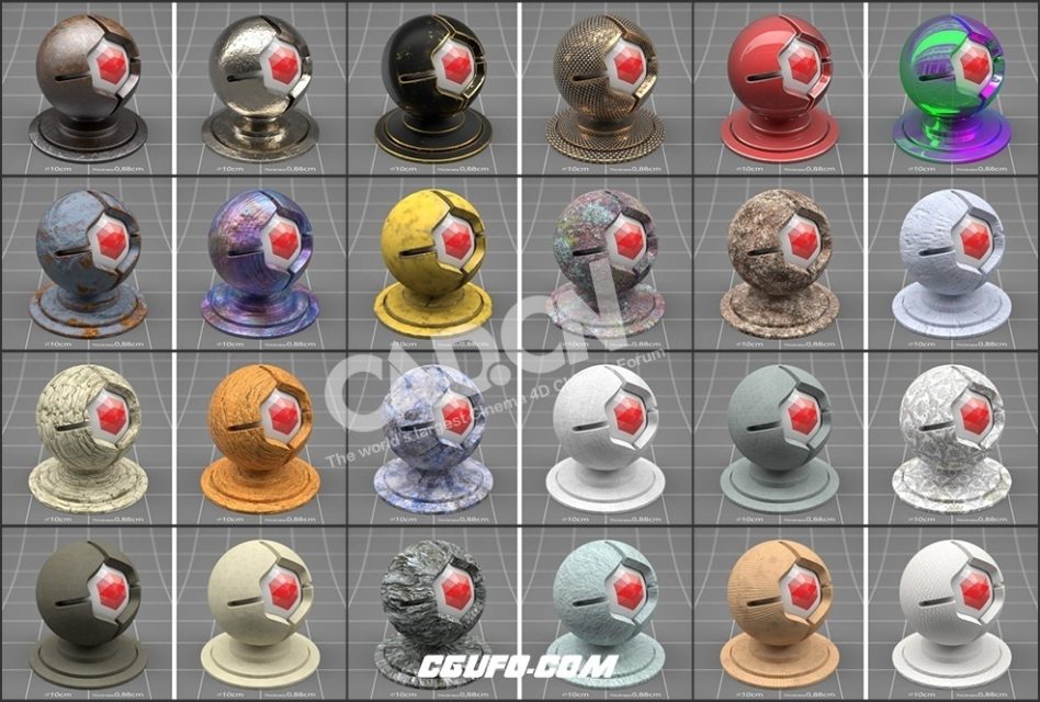 135个C4D Redshift渲染器材质预设 The Pixel Lab – Redshift C4D Material Pack - CGUFO