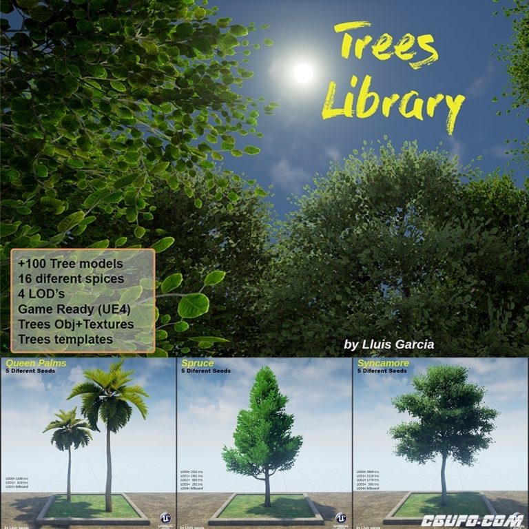 100多个UE4游戏树木模型 Trees Library - CGUFO