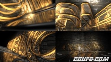 10369金色三维Logo动画AE模版，Dark Rejected Element 3D Logo Opener - CGUFO