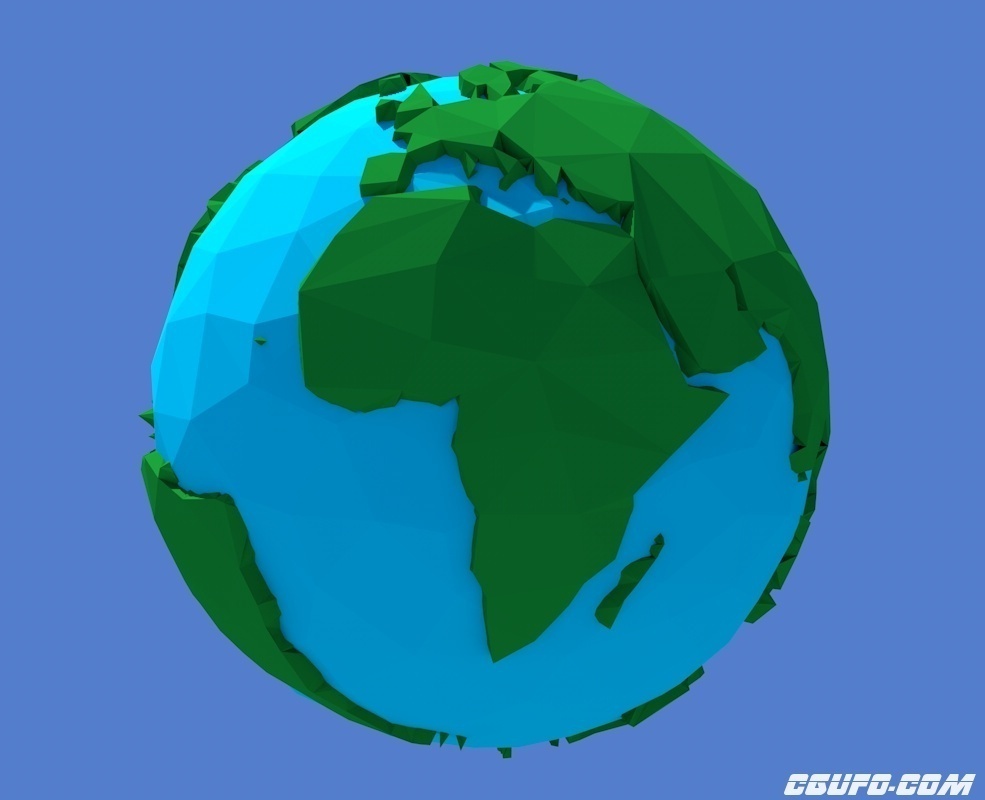 低面多边形地球C4D模型 Low poly Earth - CGUFO