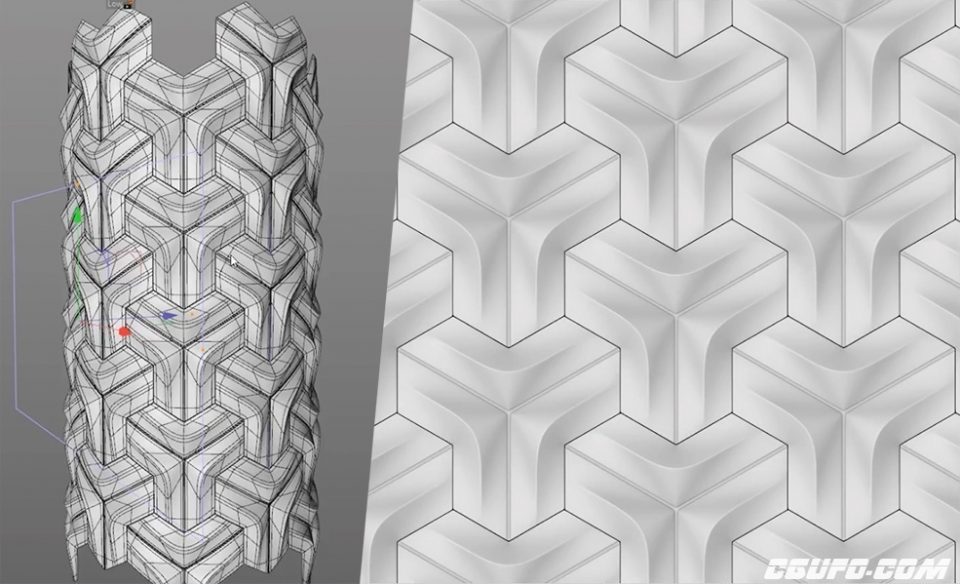 C4D编织交错图案制作教程 Model a nice Pattern (Cinema 4D Tutorial) - CGUFO