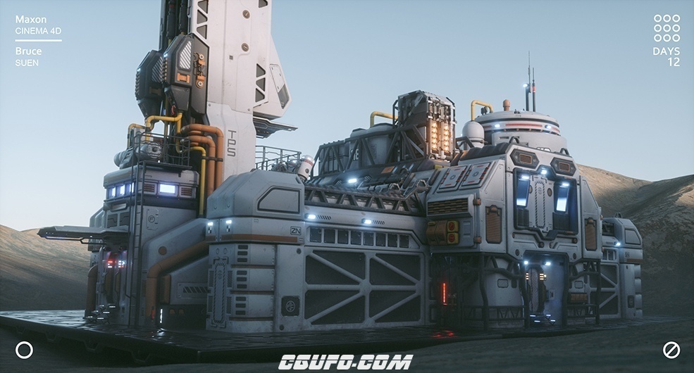 C4D Octane Render火星计划-火星基地模型工程文件 Ensk station - CGUFO