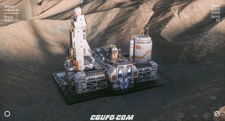 C4D Octane Render火星计划-火星基地模型工程文件 Ensk station - CGUFO
