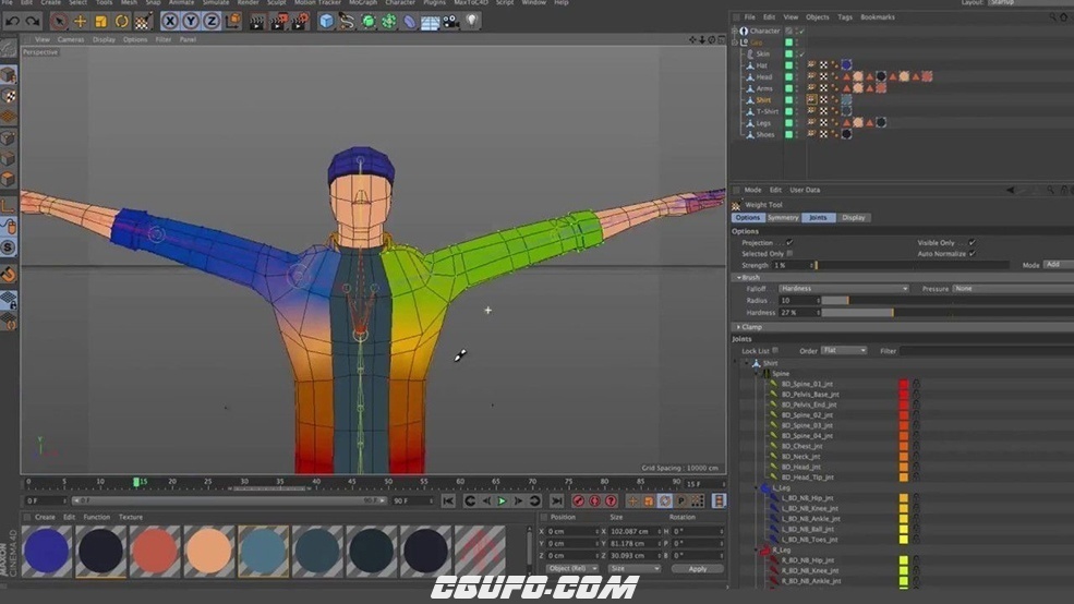 C4D模型权重绘制教程 Cineversity – Weight Painting Bret Bays In Cinema 4D - CGUFO