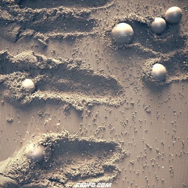 C4D教程 C4D使用XP粒子模拟圆球滚落地面痕迹教程 - CGUFO