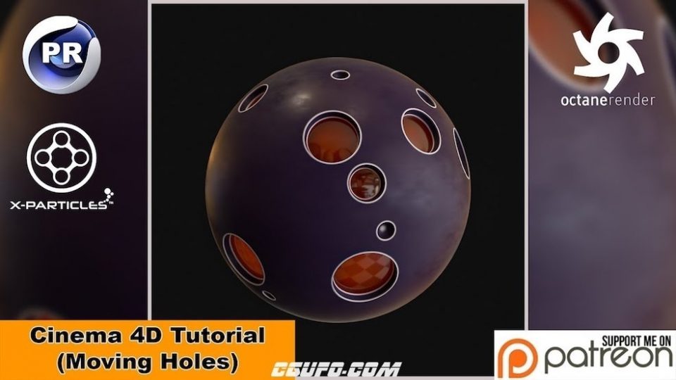 C4D教程 C4D制作移动的孔动画教程 - CGUFO