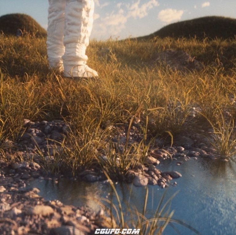 C4D教程 C4D+Octane Render创建外星河边的宇航员场景教程 - CGUFO