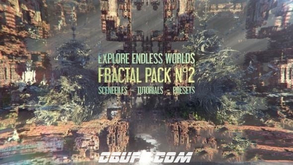 C4D+Blender分形特效三维场景教程+工程 Gumroad – Octane Vectron Fractal PACK N°2 ...